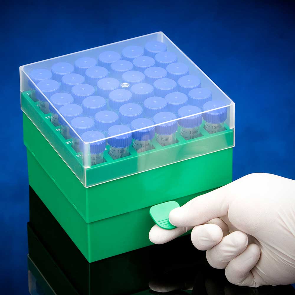 15ml Freezer rack with lid Green (2 p.)-MD-AL-01730